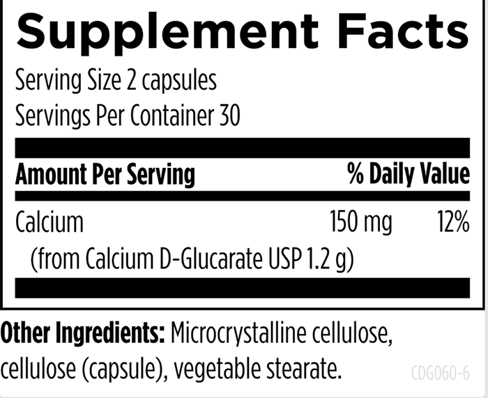 Rose Nutrients Calcium D-Glucarate 60 caps | Detoxification Support | Rose Nutrients